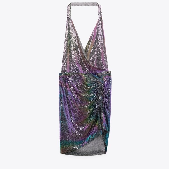 Zara | Dresses | Zara Shiny Halter Dress | Poshmark